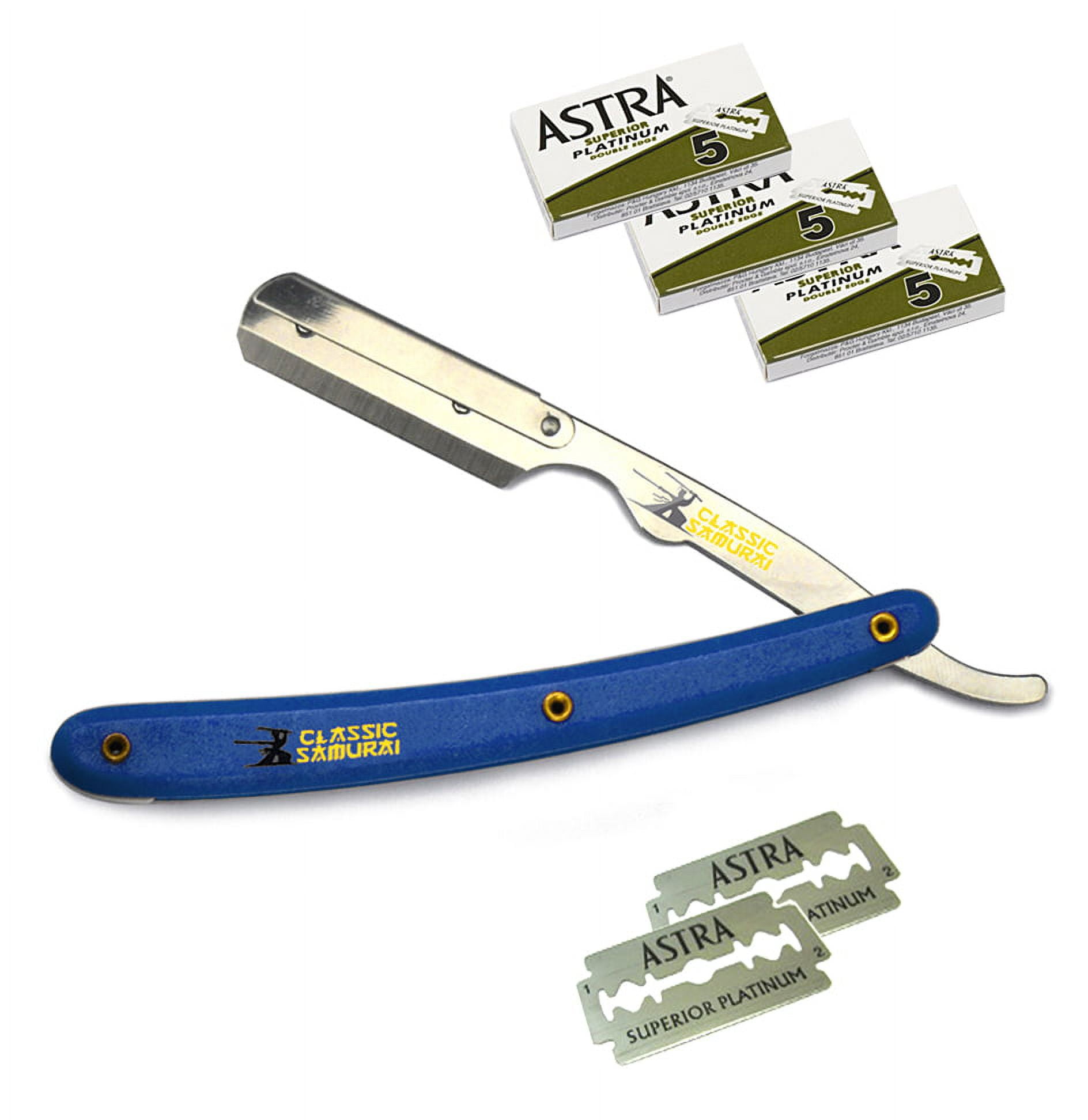 Blue Stainless Steel Professional Barber Straight Edge Razor with 15 ...