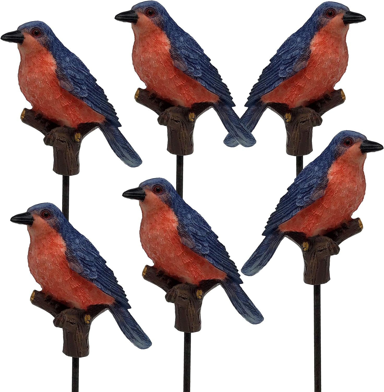 Blue Stakes - Set of 6 Blue Décor - Each Plant Stake with Hand Painted ...