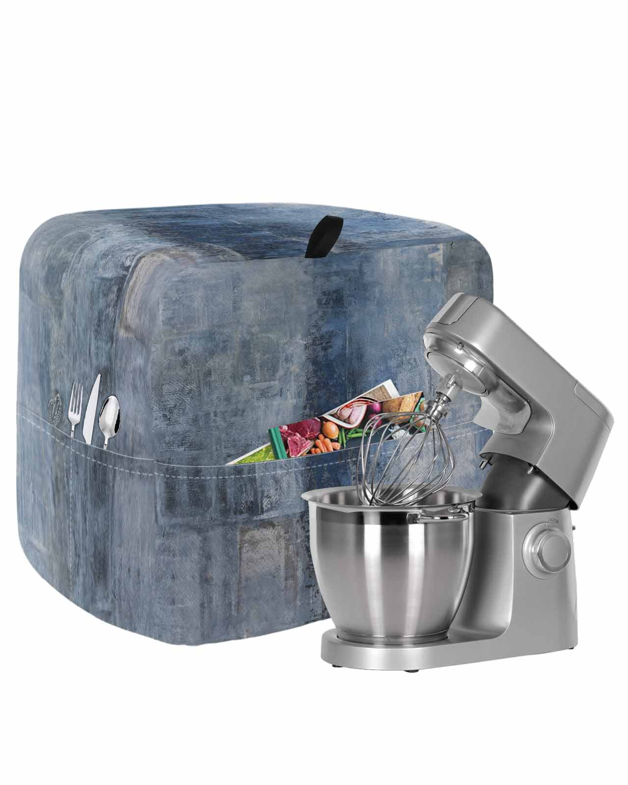 Blue Stand Mixer Dust Cover with Storage Pocket & Handles,Retro Oil ...