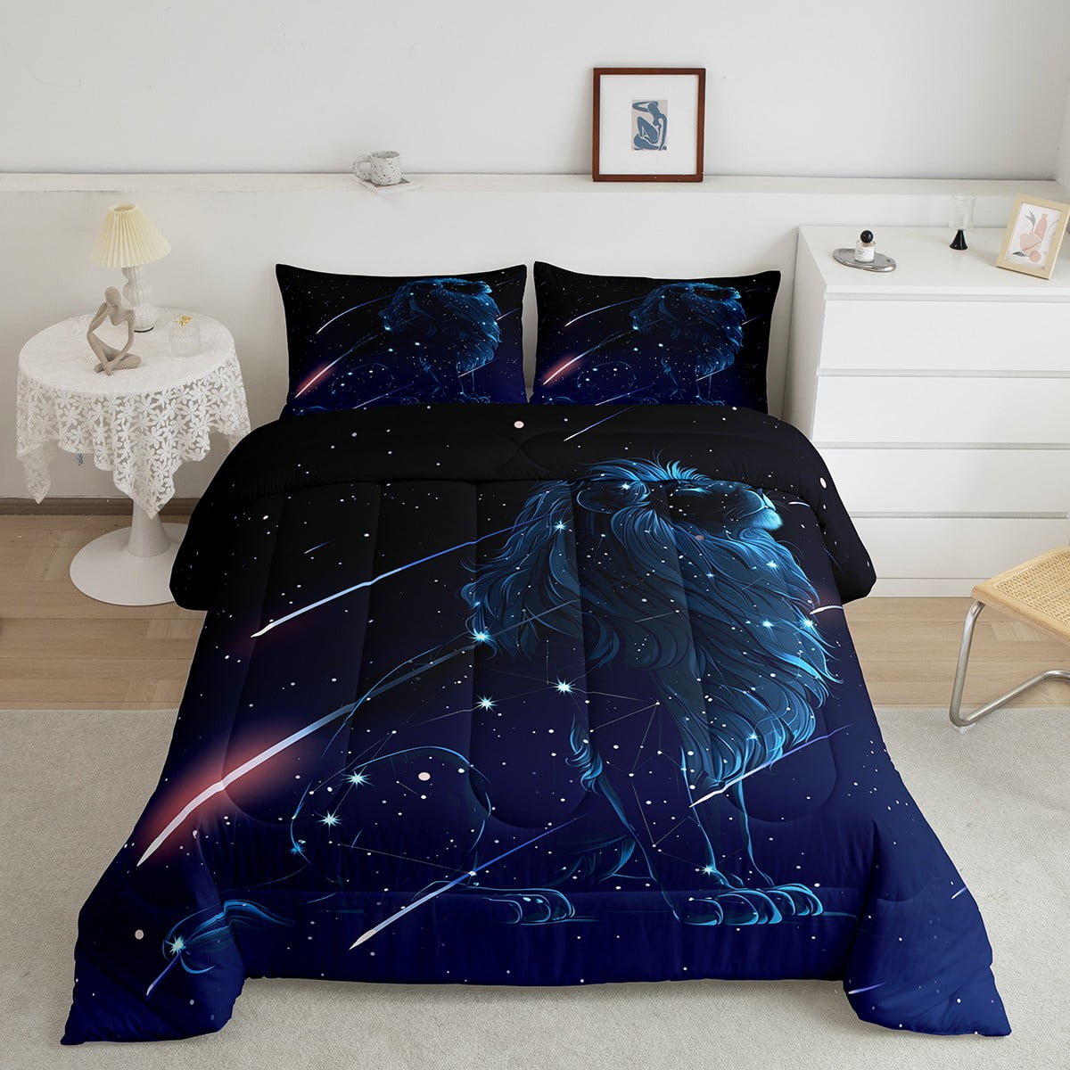 Blue Star Constellation Twin Comforter Set,Galaxy Outer Space Bedding ...