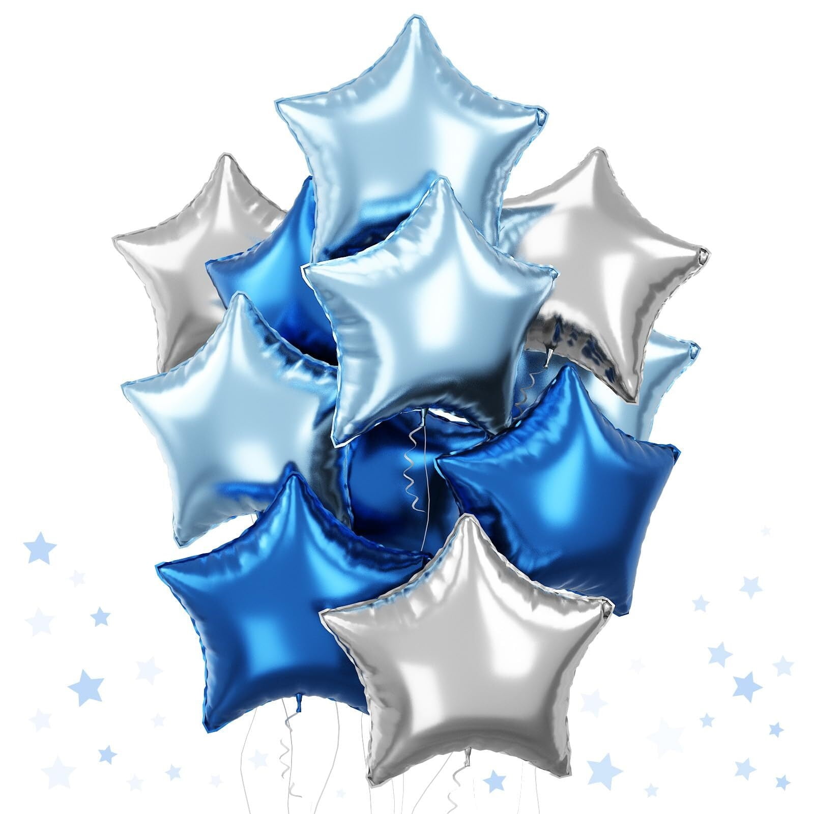 Blue Star Foil Balloons, 18 Inch Royal Blue Silver Stars Shape Mylar ...