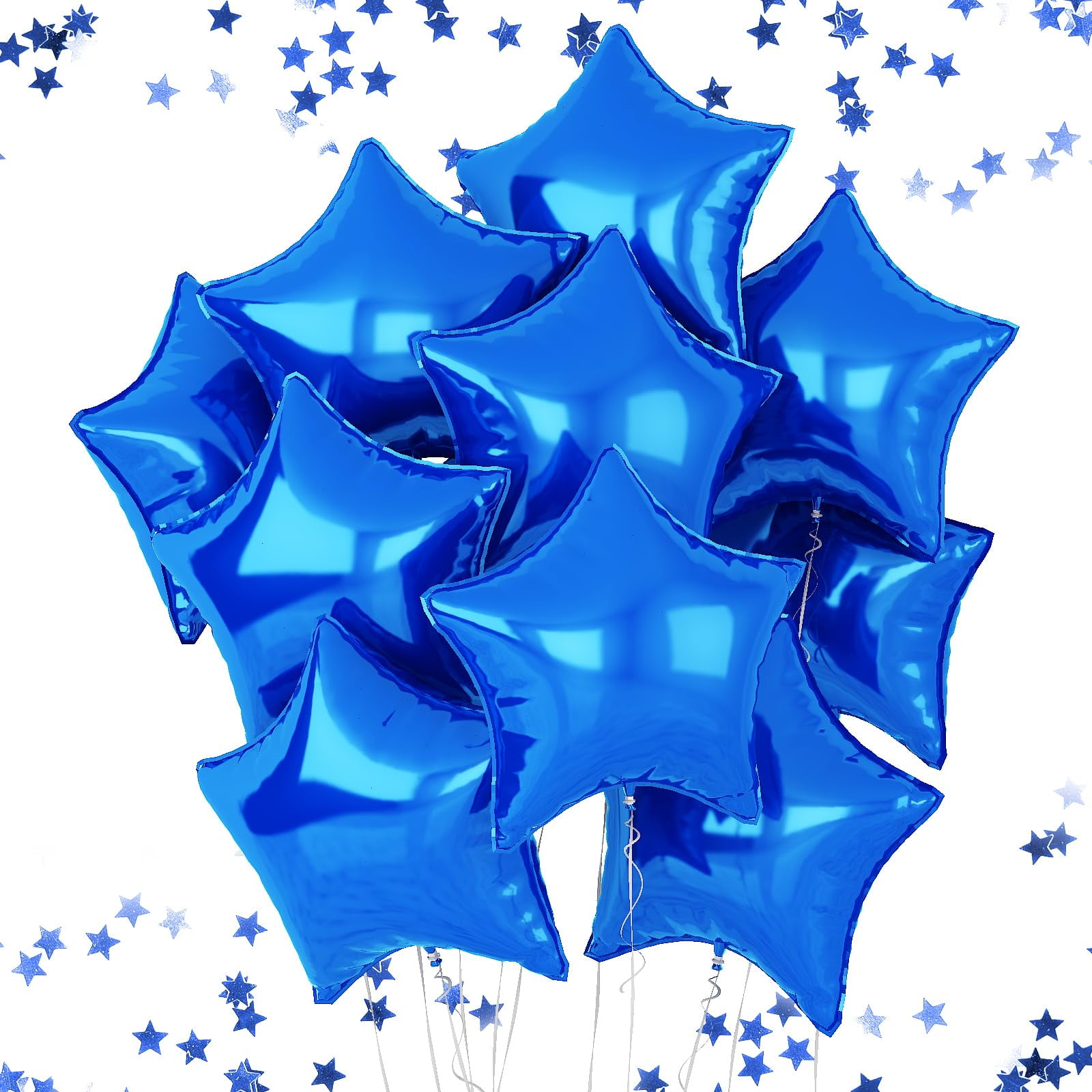 Blue Star Foil Balloons, 18 Inches KKS1 for Helium, 10 Pcs Blue ...