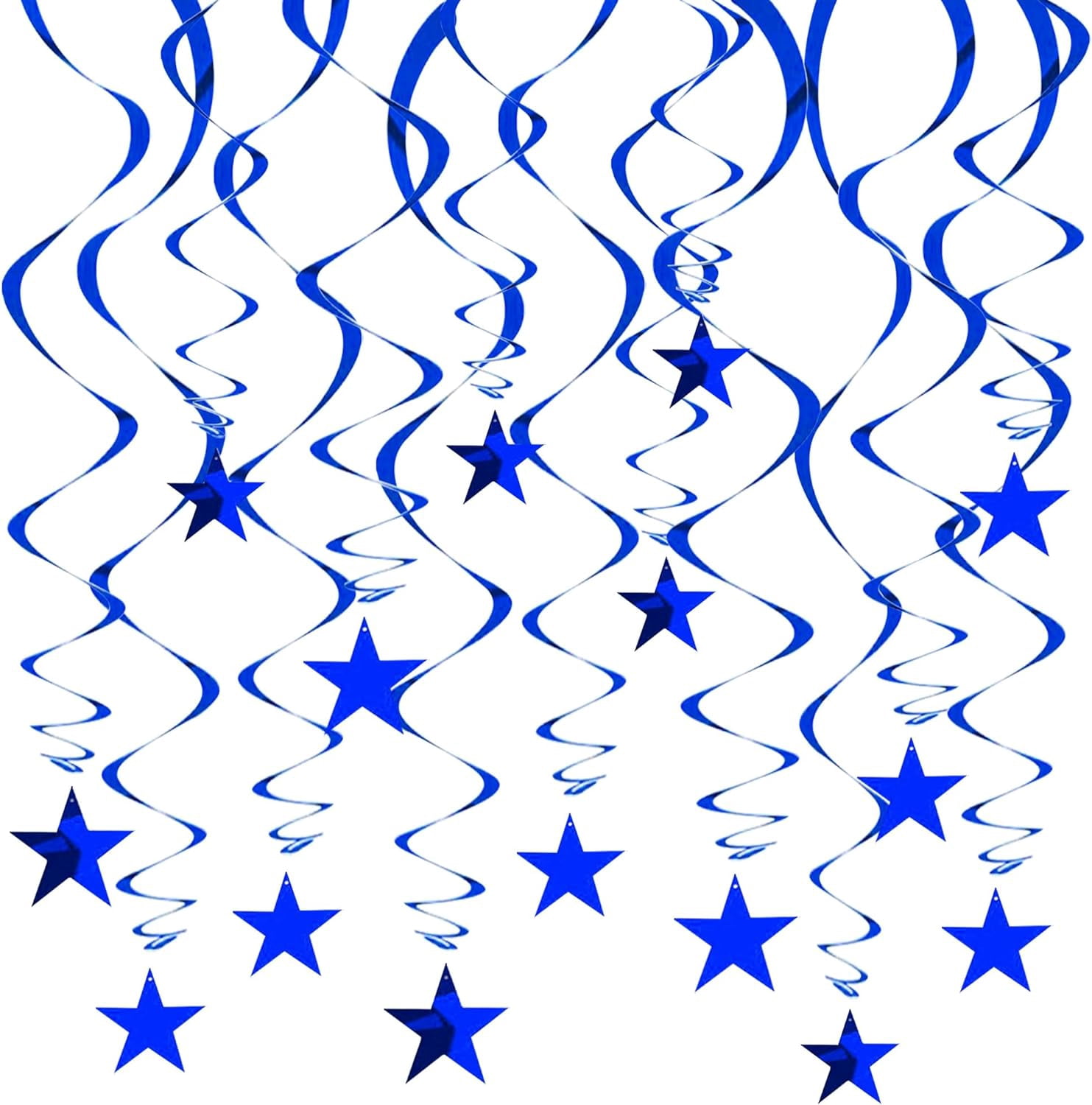 Blue Star Hanging Swirl Decorations,Hanging Gold Party Supplies for ...