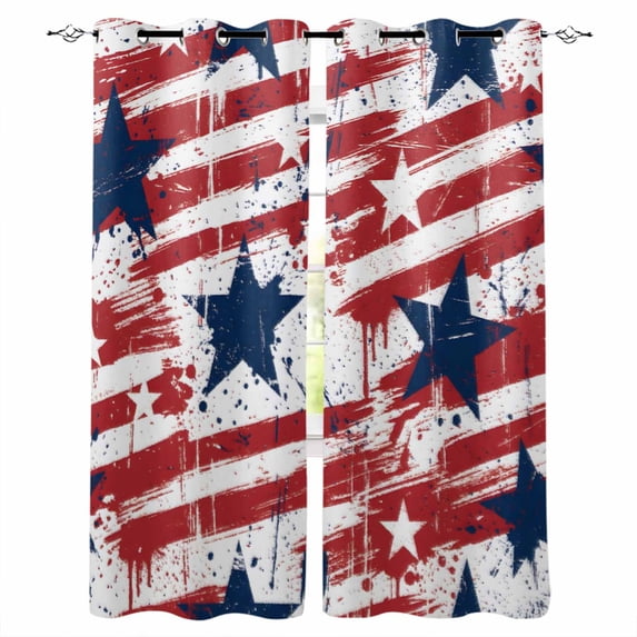 Blue Star Independence Day Blackout Curtains for Bedroom Living Room ...