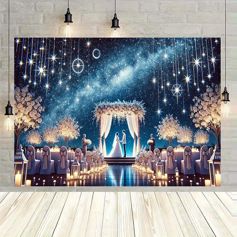 Blue Star Night Wedding Backdrop Universe Space Theme Starry ...