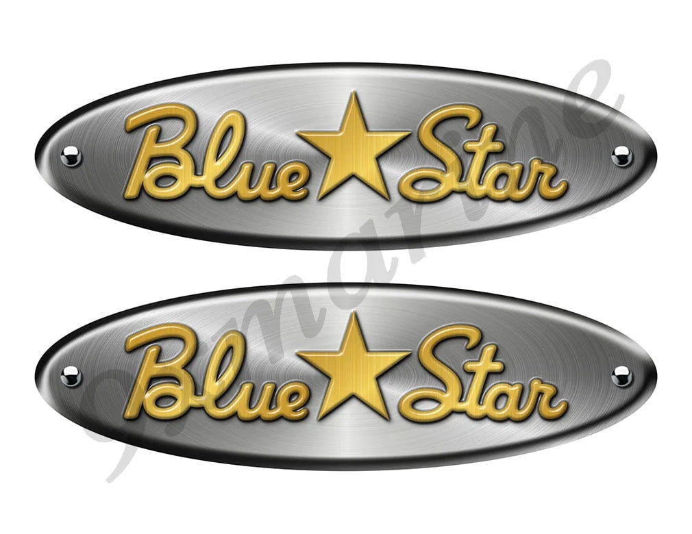 Blue Star Oval Remastered Stickers. Brushed Metal Style - 10" long ...