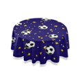 Blue Star Pattern Round Lace Tablecloth 60 Inch Polyester Wrinkle ...
