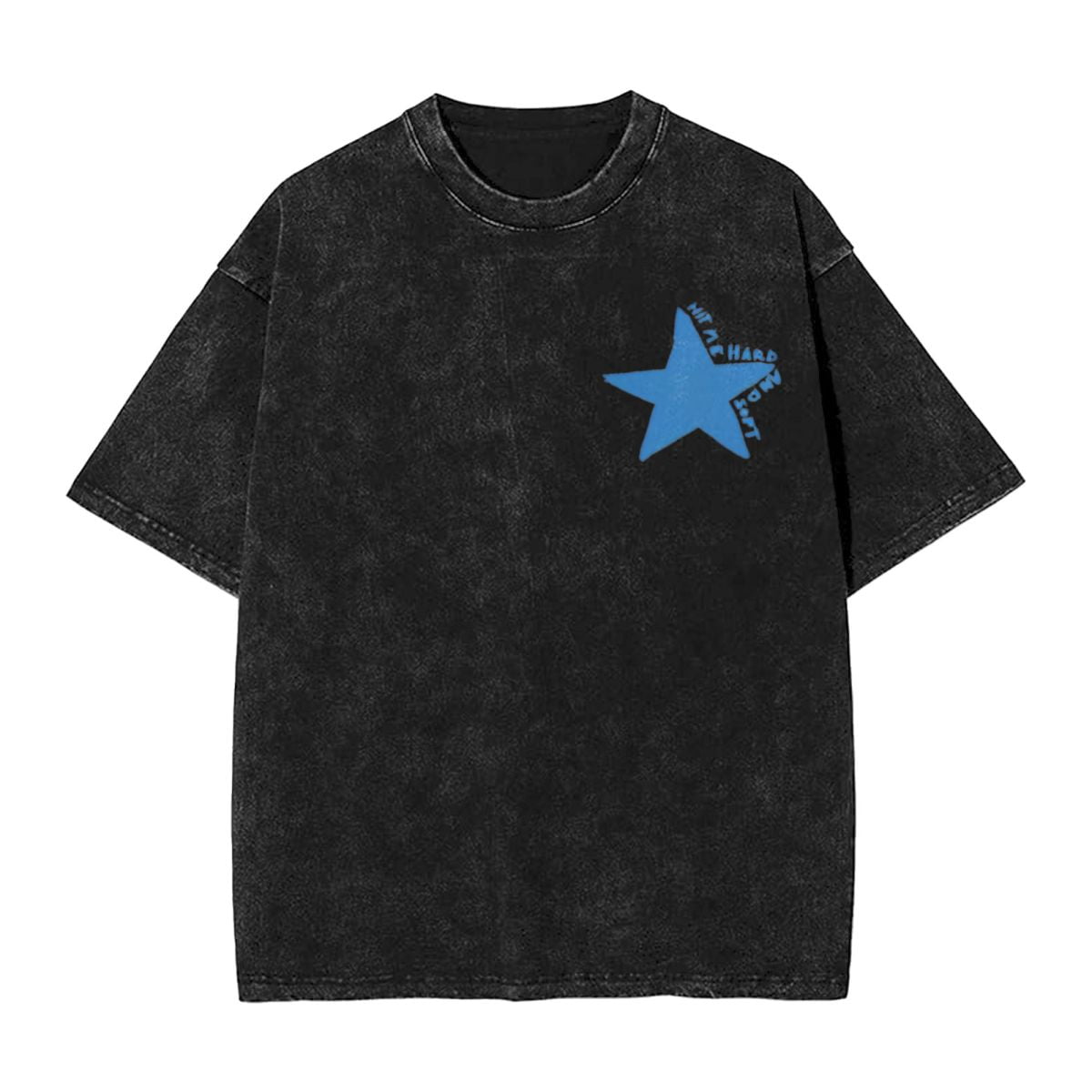 Blue Star Print T Shirts Wash Cotton T-Shirt Music Vintage Tops ...