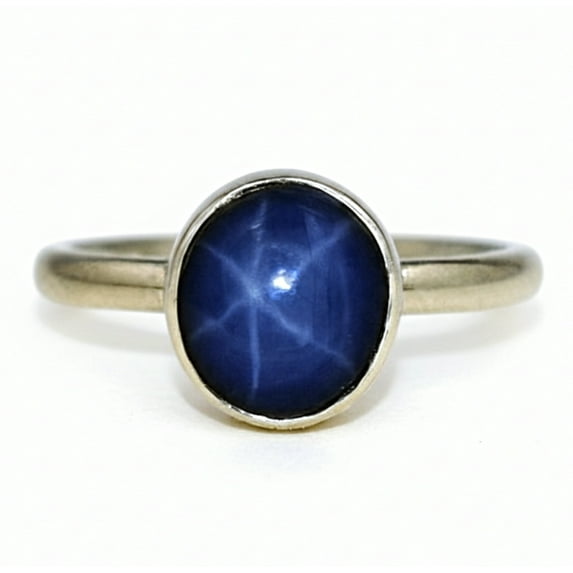 Blue Star Sapphire Ring, 925 Sterling Silver, Blue Sapphire Round ...