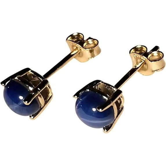 Blue Star Sapphire Stud Earrings 925 Sterling Silver Round Cut Sapphire ...