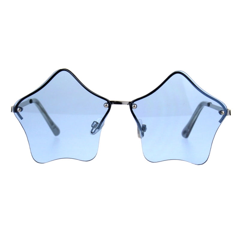 Blue Star Shape Sunglasses Glasses Cute Stars Lens Half Rimless Frame ...
