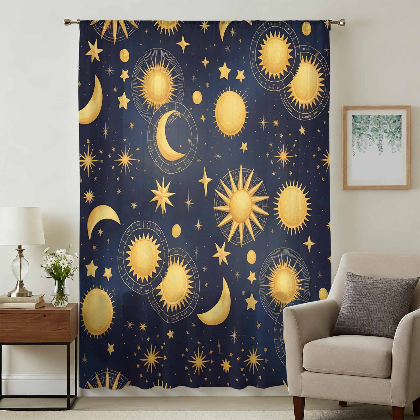 Blue Star Sky Sheer Curtains 72 Inches Long, Retro Fantasy Farmhouse ...