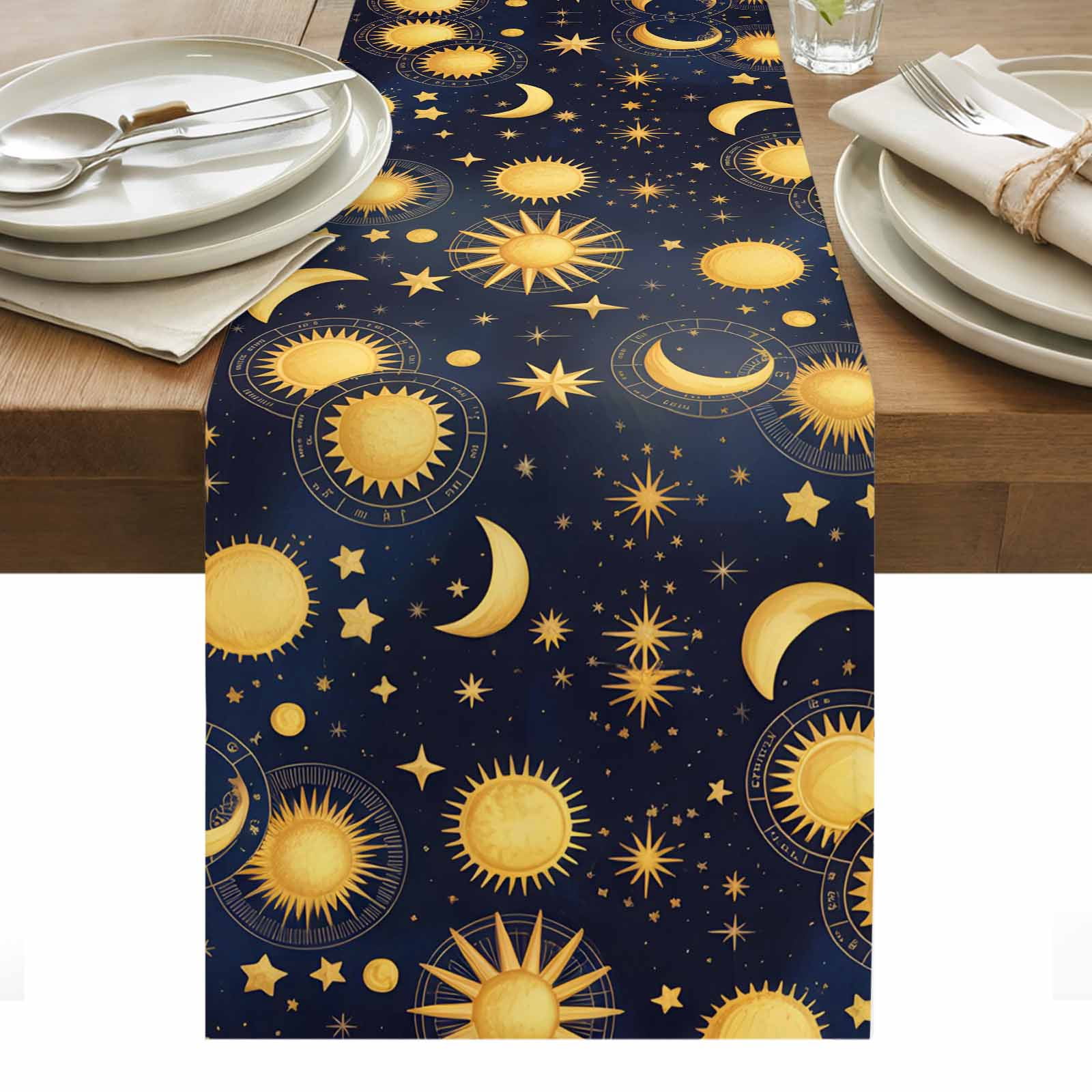 Blue Star Sky Table Runner - 48 Inch Long, Kitchen Dining Table Runner ...