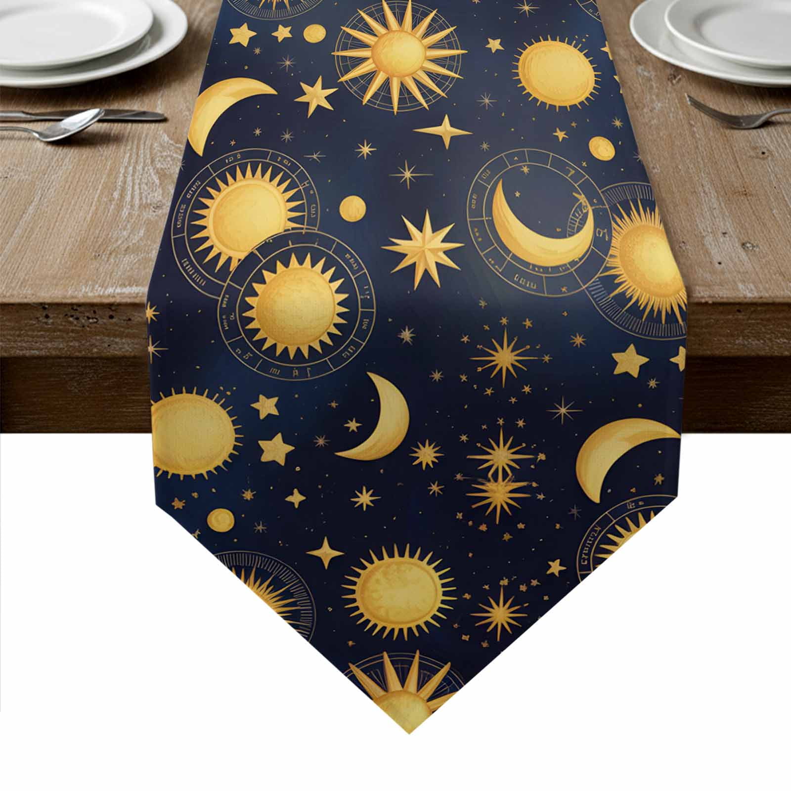 Blue Star Sky Table Runner Linen Burlap Table Runner 90 Inches Long ...