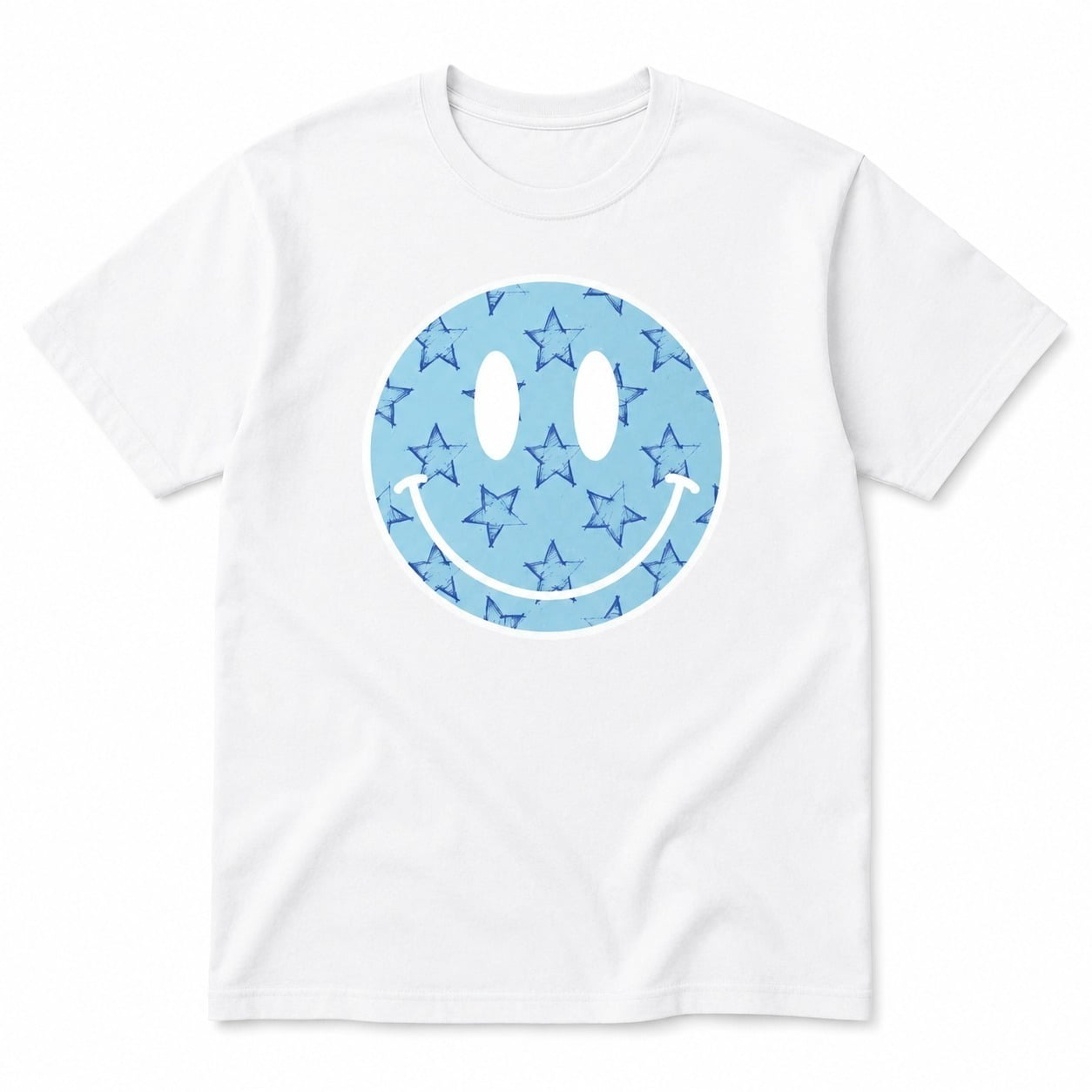 Blue Star Smiley Face Graphic Tee | Unisex Classic Fit T-Shirt | Sizes ...
