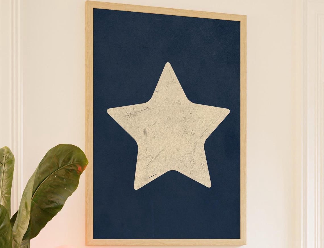 Blue Star Wall Art Minimalist Nursery Decor Boy Print Nursery Decor ...