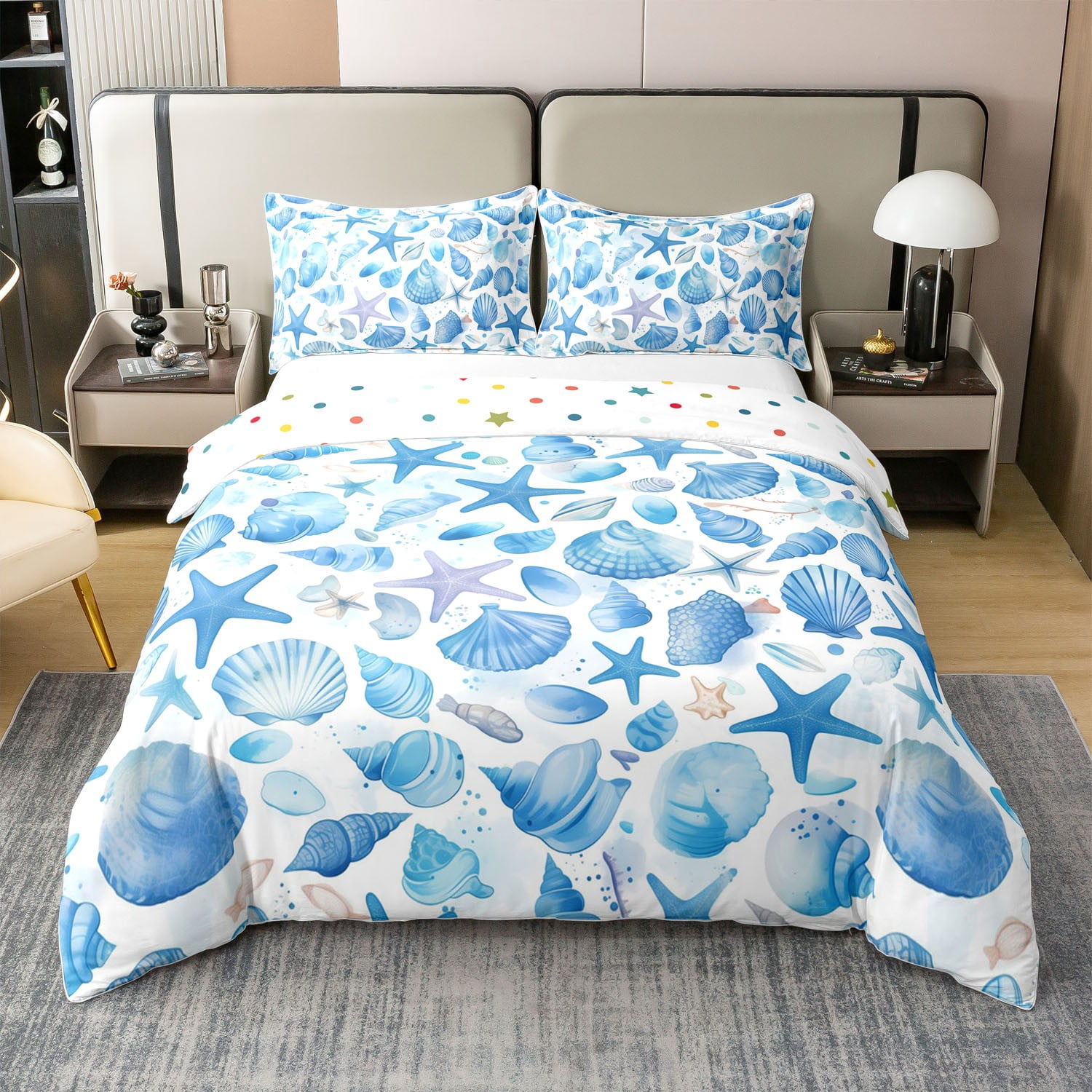 Blue Starfish 100% Cotton Duvet Cover King Size,Marine Life Ocean ...