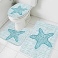 Blue Starfish Bathroom Rugs Set Marine Life Ocean Linen Texture Modern ...