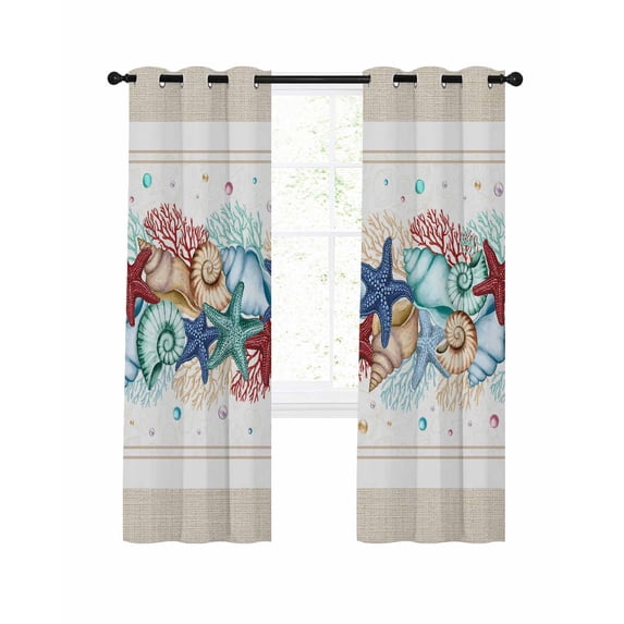 Blue Starfish Beach Blackout Curtains 45 Inches Long for Bedroom,Summer ...