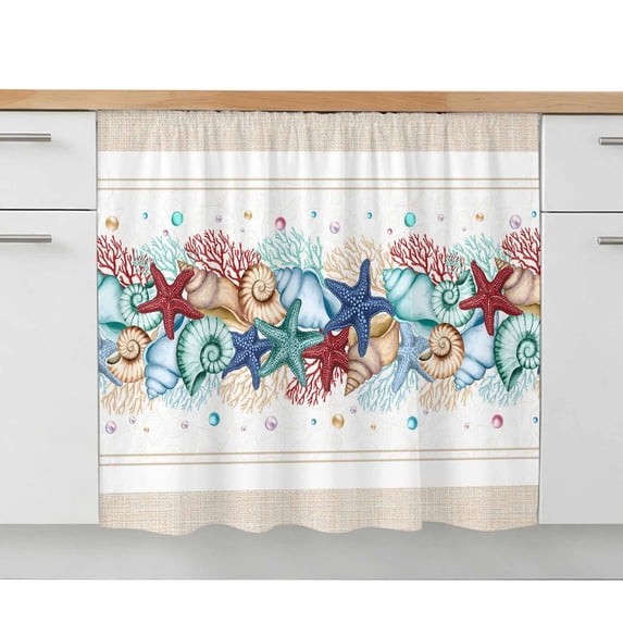 Blue Starfish Beach Sink Skirt 11"W x 13"L,Dustproof Under Sink Curtain ...