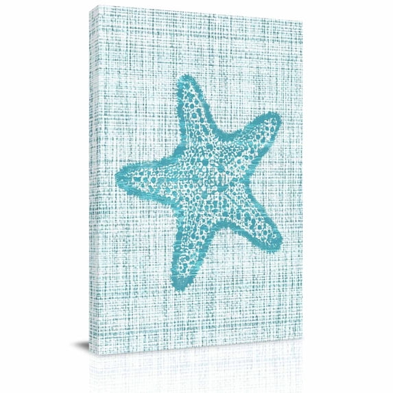 Blue Starfish Canvas Wall Art for Living Room, Marine Life Ocean Linen ...