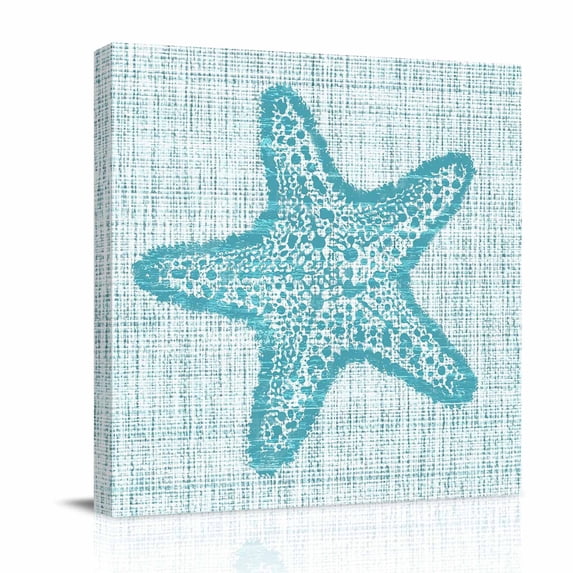 Blue Starfish Canvas Wall Art for Living Room, Marine Life Ocean Linen ...