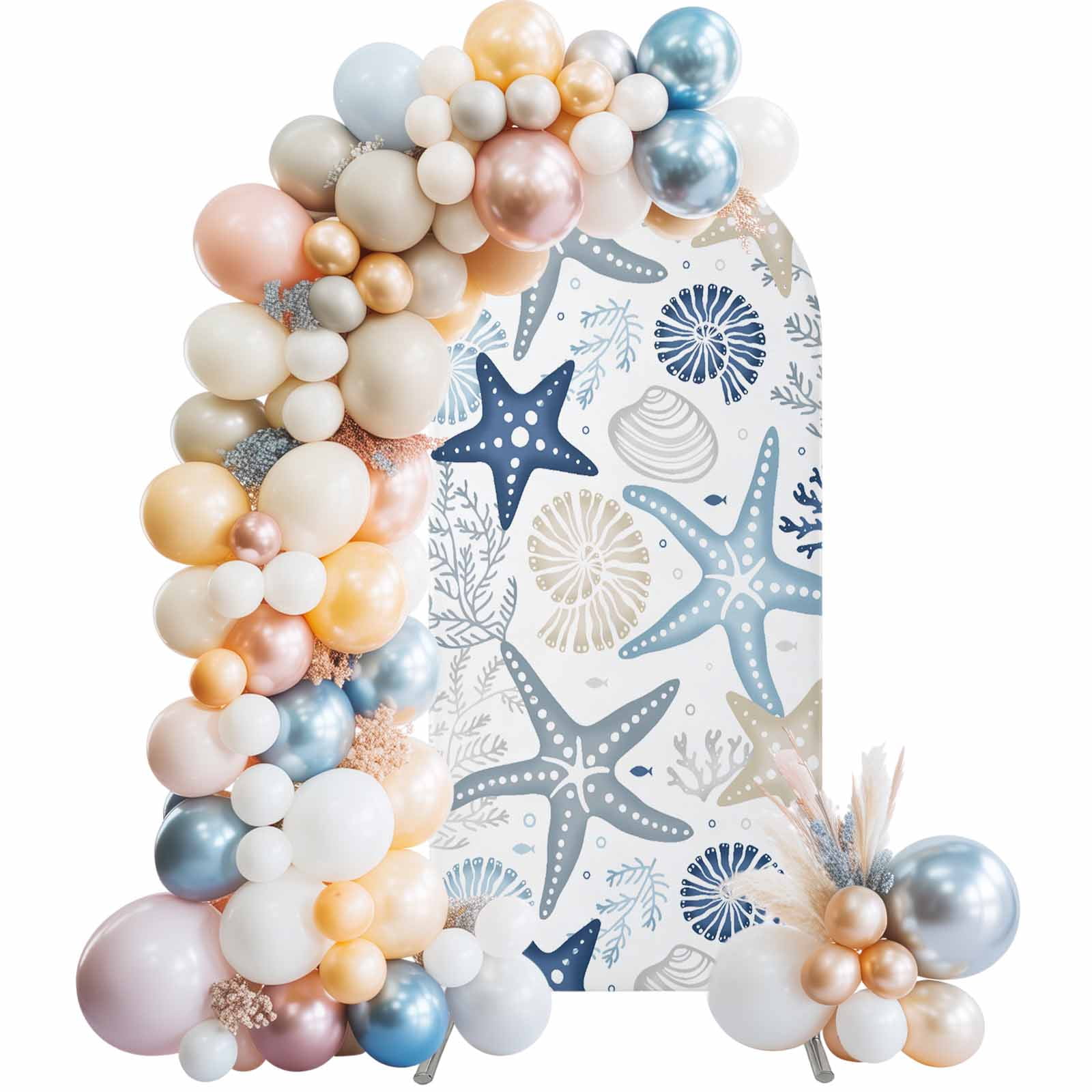 Blue Starfish Coastal Arch Backdrop Cover 6x2.6 Ft, Spandex Wedding ...