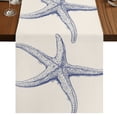 Blue Starfish Coastal Burlap Cotton Table Runner 14x72 Inches Long ...