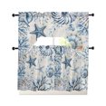 Blue Starfish Coastal Kitchen Curtains Set for Windows 3 Piece Cafe ...