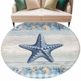 Blue Starfish Coastal Round Living Room Rugs 7 ft, Summer Starfish ...