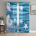 Blue Starfish Coastal Sheer Curtains for Living Room Bedroom Nautical ...