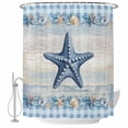 Blue Starfish Coastal Shower Curtain for Bathroom, Summer Starfish ...
