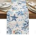 Blue Starfish Coastal Table Runner Nautical Summer Beach Shell Coral ...