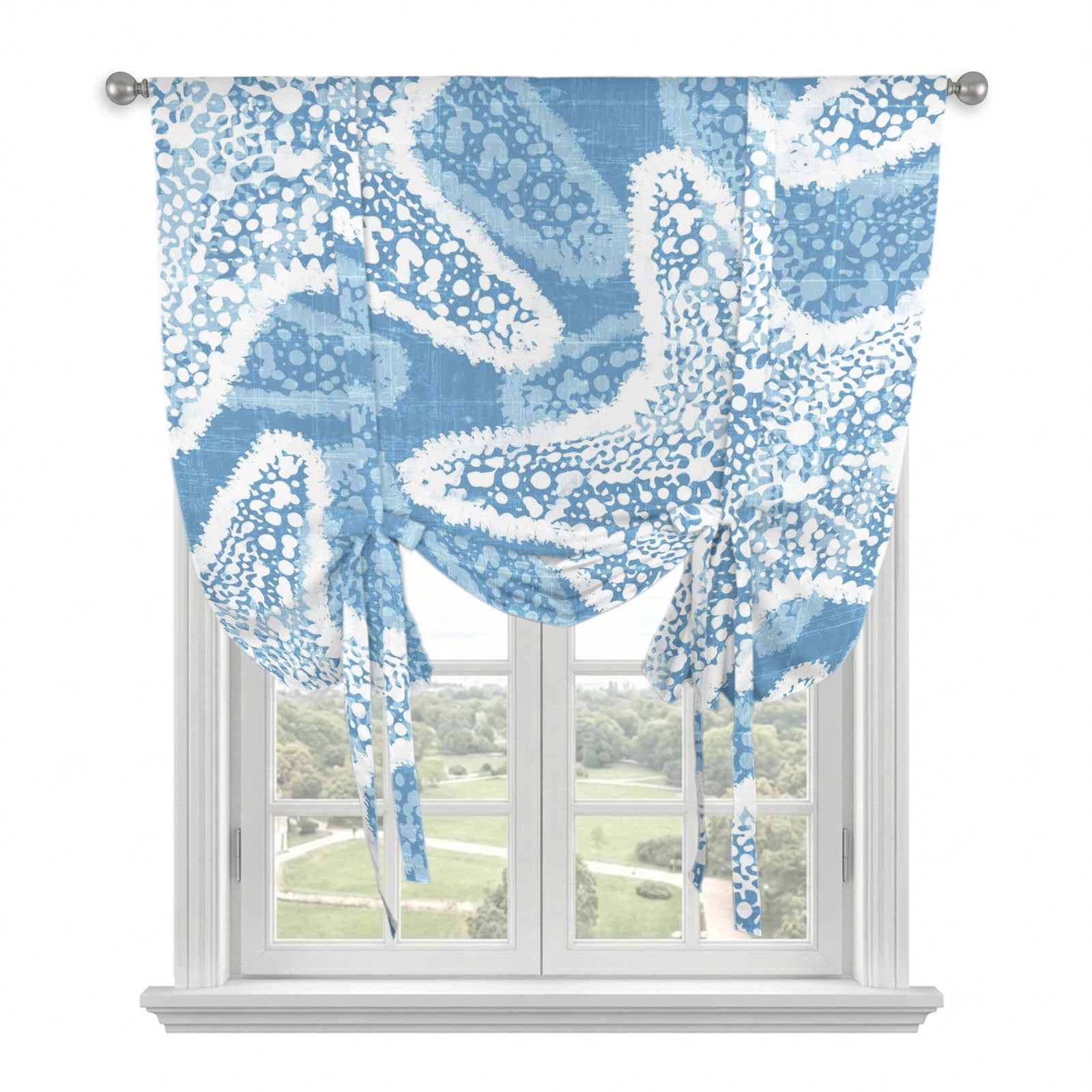 Blue Starfish Coastal Tie Up Curtains for Window, Thermal Insulated ...