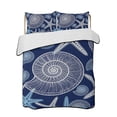 Blue Starfish Conch Quilts Bedding Set King Size Boho Summer Blue White ...