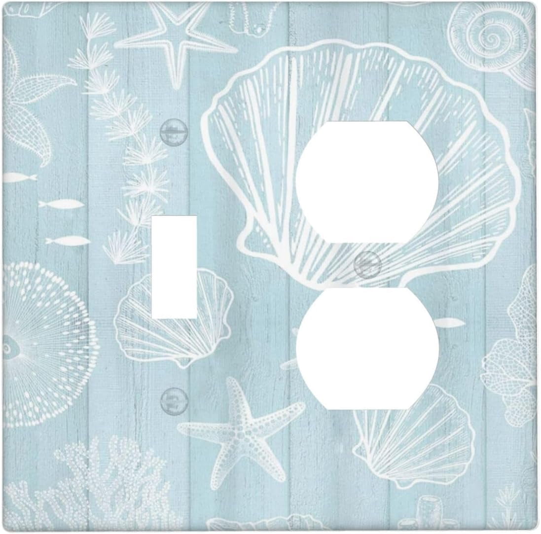Blue Starfish Seashell Light Switch Cover, 2 Gang 1 Toggle 1 Duplex ...