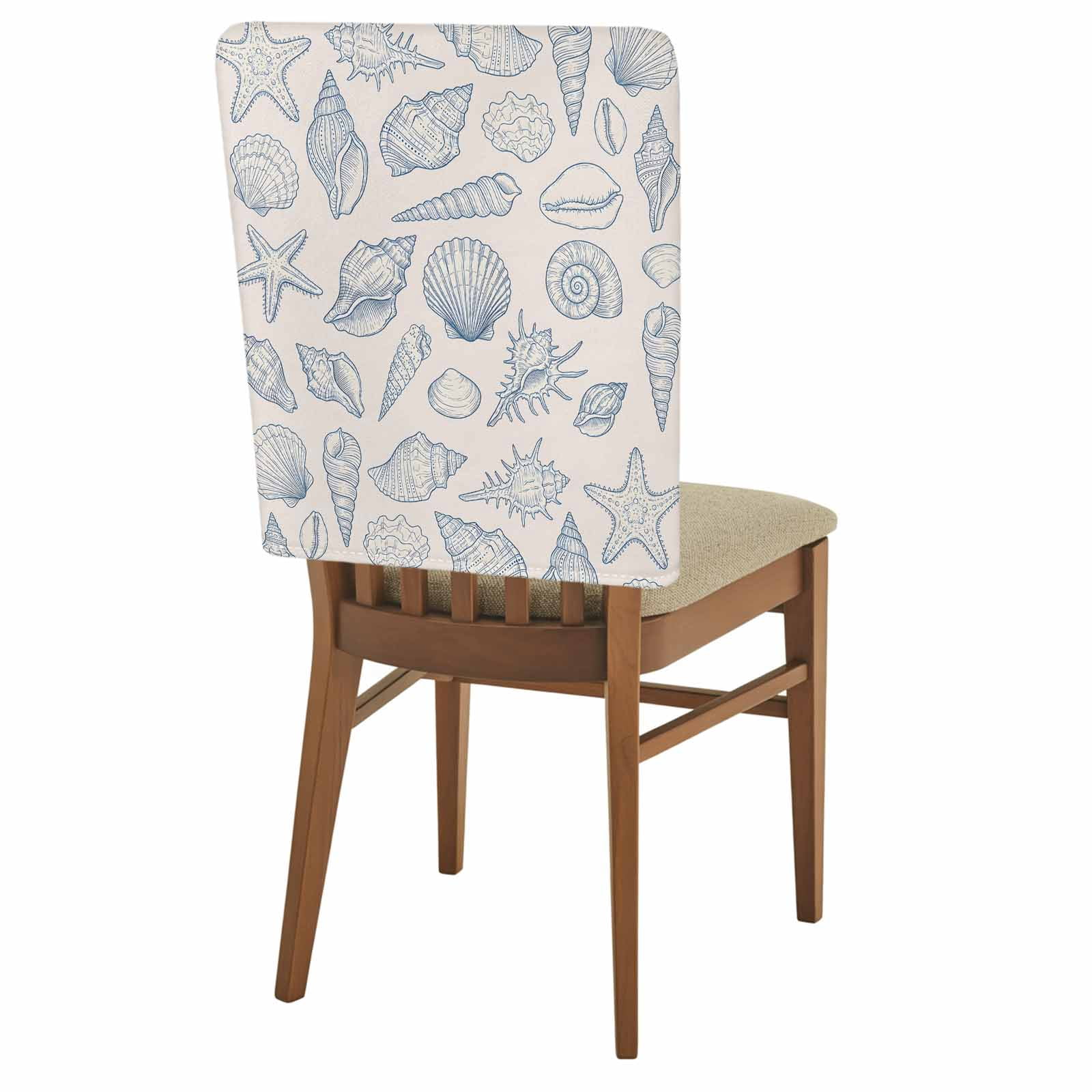 Blue Starfish Shells Conch Chair Covers Set of 4 Coastal Summer Ocean ...