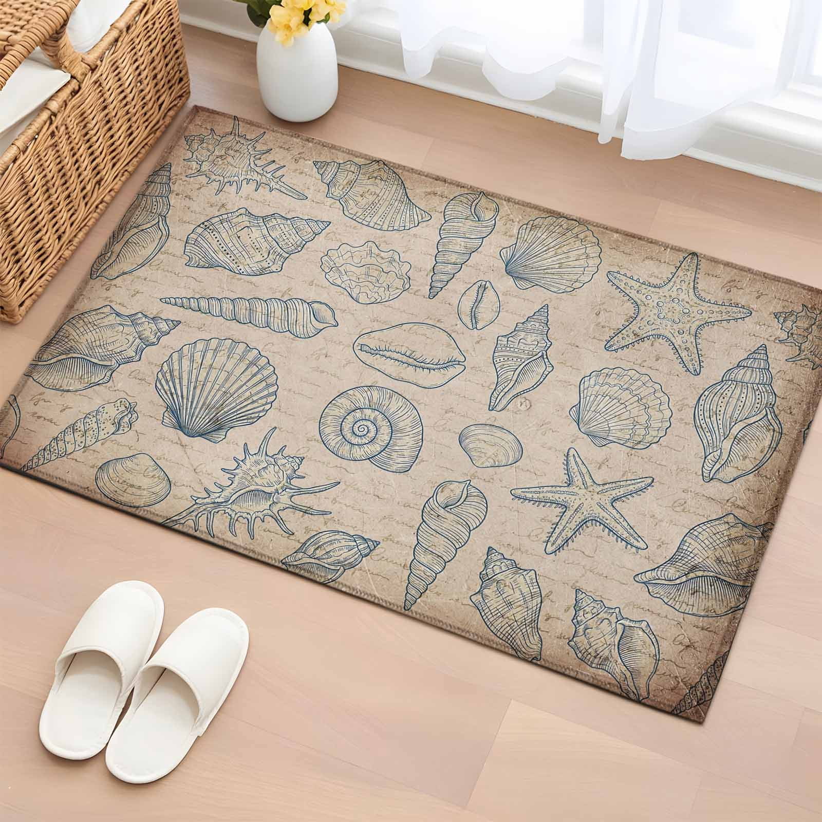 Blue Starfish Shells Conch Washable Small Entryway Area Rugs 2'x3 ...