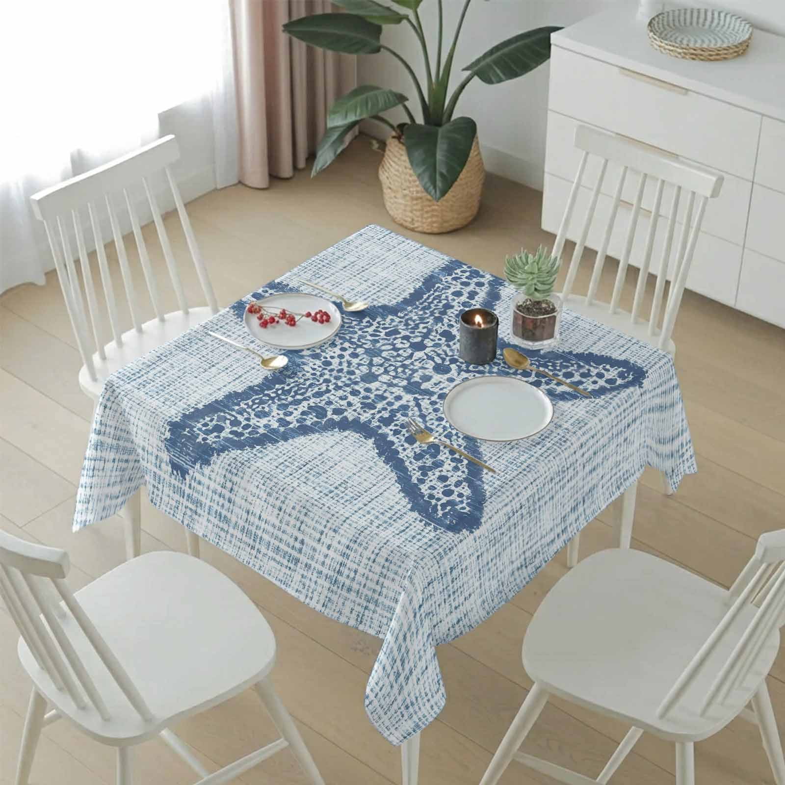 Blue Starfish Summer Ocean Table Cloth 54x54in, Waterproof Square ...