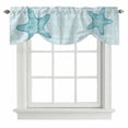 Blue Starfish Tie Up Valance Curtains Marine Life Ocean Linen Texture ...