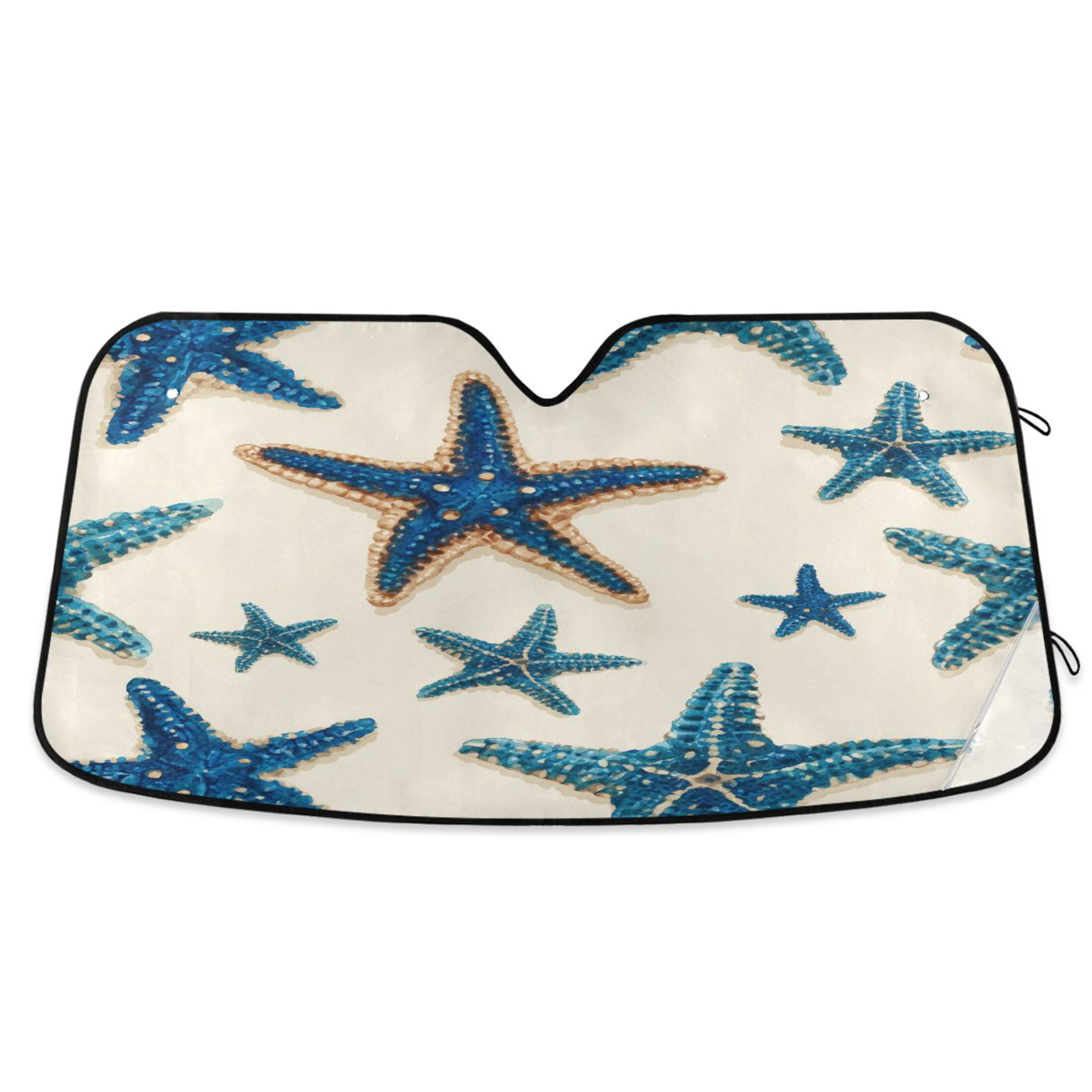Blue Starfishes on Beige Background Windshield Sun Shade Automobile ...