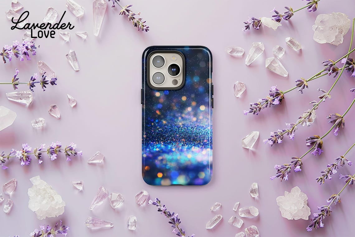 Blue Starry Glitter Night Sky Case Compatible with iPhone 11 through 17 ...