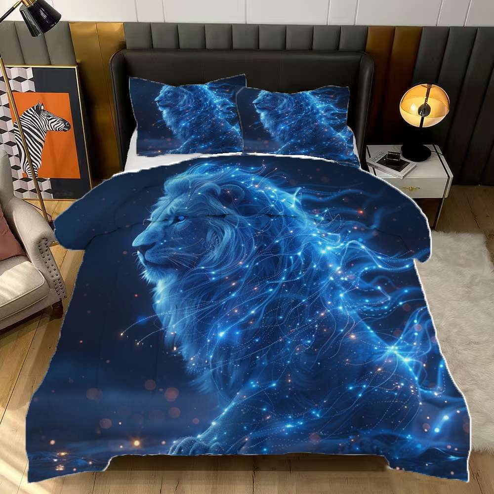 Blue Starry Lion Comforter Set Full Size Bedding Set For Travl Bedroom ...