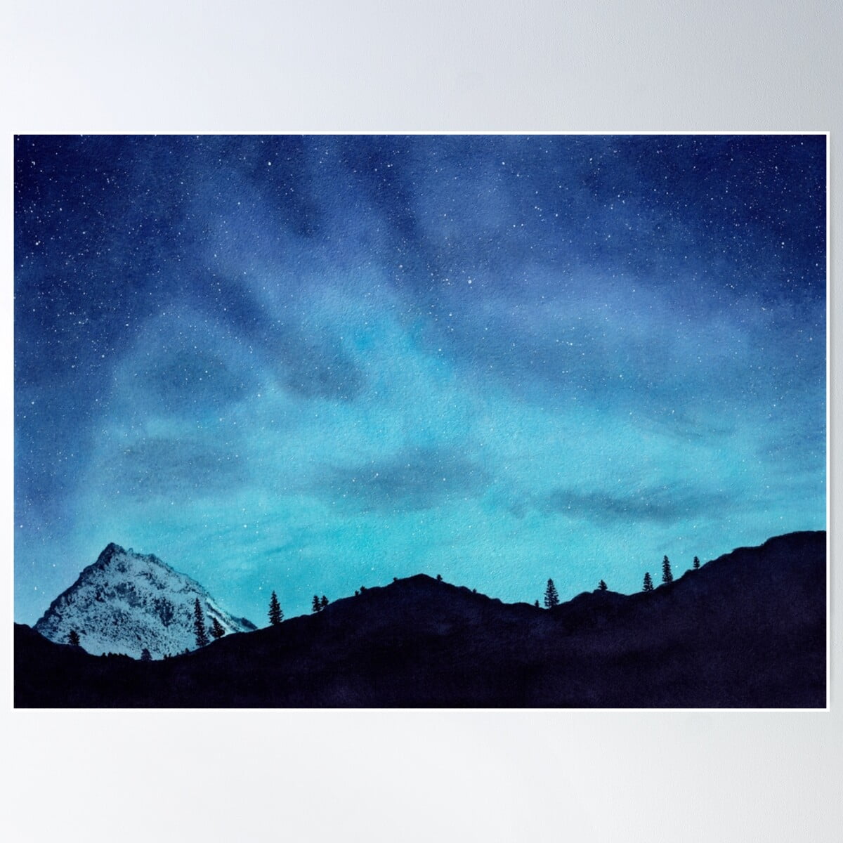 Blue Starry Night Sky Poster Wall Art, Modern Wall Decor For Living ...