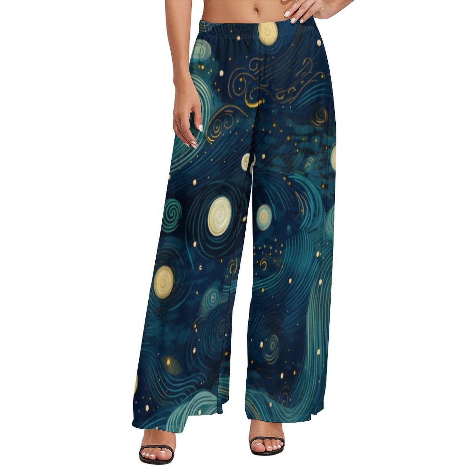 Blue Starry Night Straight Pants Funny Famous Painting Office Wide ...