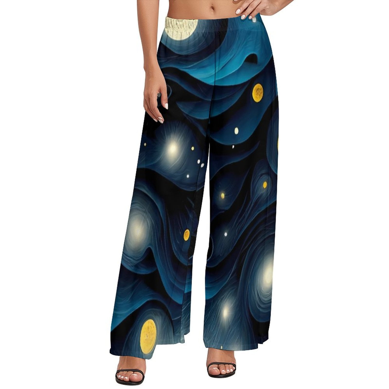 Blue Starry Night Straight Pants Funny Famous Painting Office Wide ...