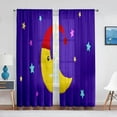 Blue Starry Night with Stars Moon Clouds Tulle Curtains for Living Room ...