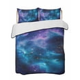 Blue Starry Sky 3 Pieces Quilt Set, 1 Quilt with 2 Shams, Purple Teal ...