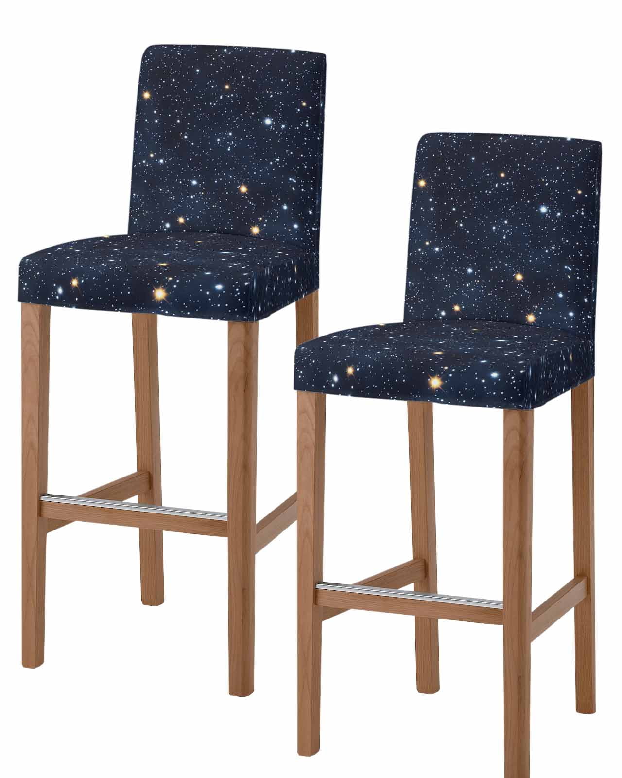 Blue Starry Sky Bar Stool Covers Set of 2, Universe Space Galaxy Night ...