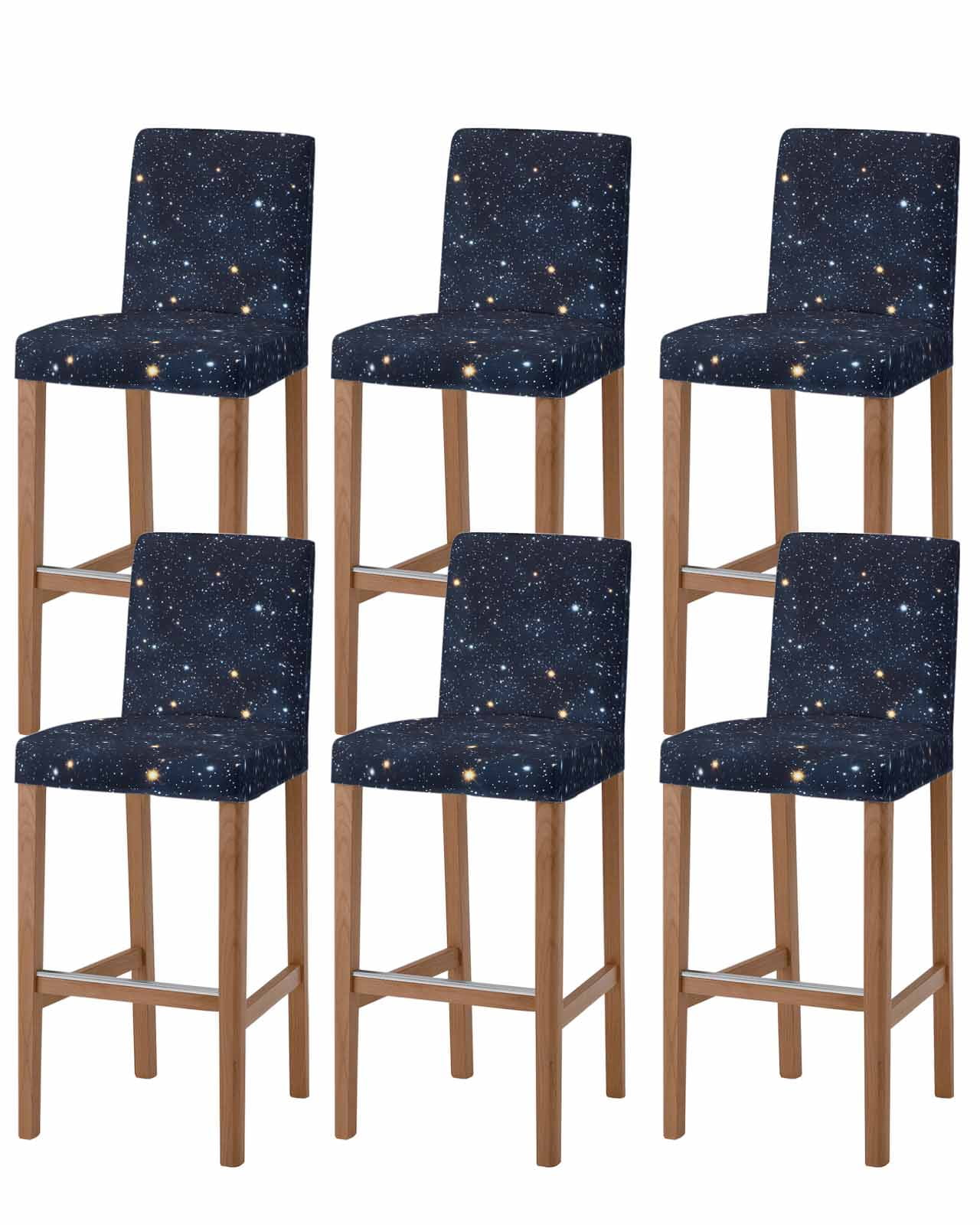 Blue Starry Sky Bar Stool Covers Set of 6, Universe Space Galaxy Night ...
